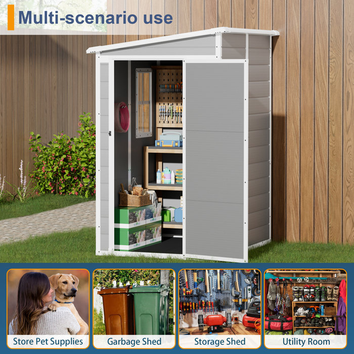 Devoko 4 ft. W x 5 ft. D Plastic Lean-To Storage Shed & Reviews | Wayfair Devoko 4 ft. W x 5 ft. D Plastic Lean-To Storage Shed & Reviews | Wayfair